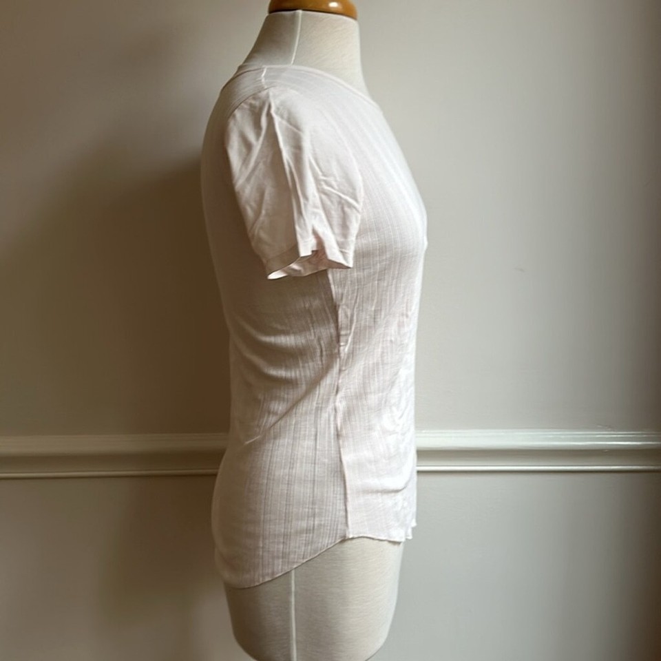 Margaret O'Leary Wide Ribbed Pale Pink Short Sleeve Tee shirt Size ...