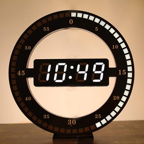 12'' LED Large Number Wall Clock Digital Ring Round Clock Electronic ...