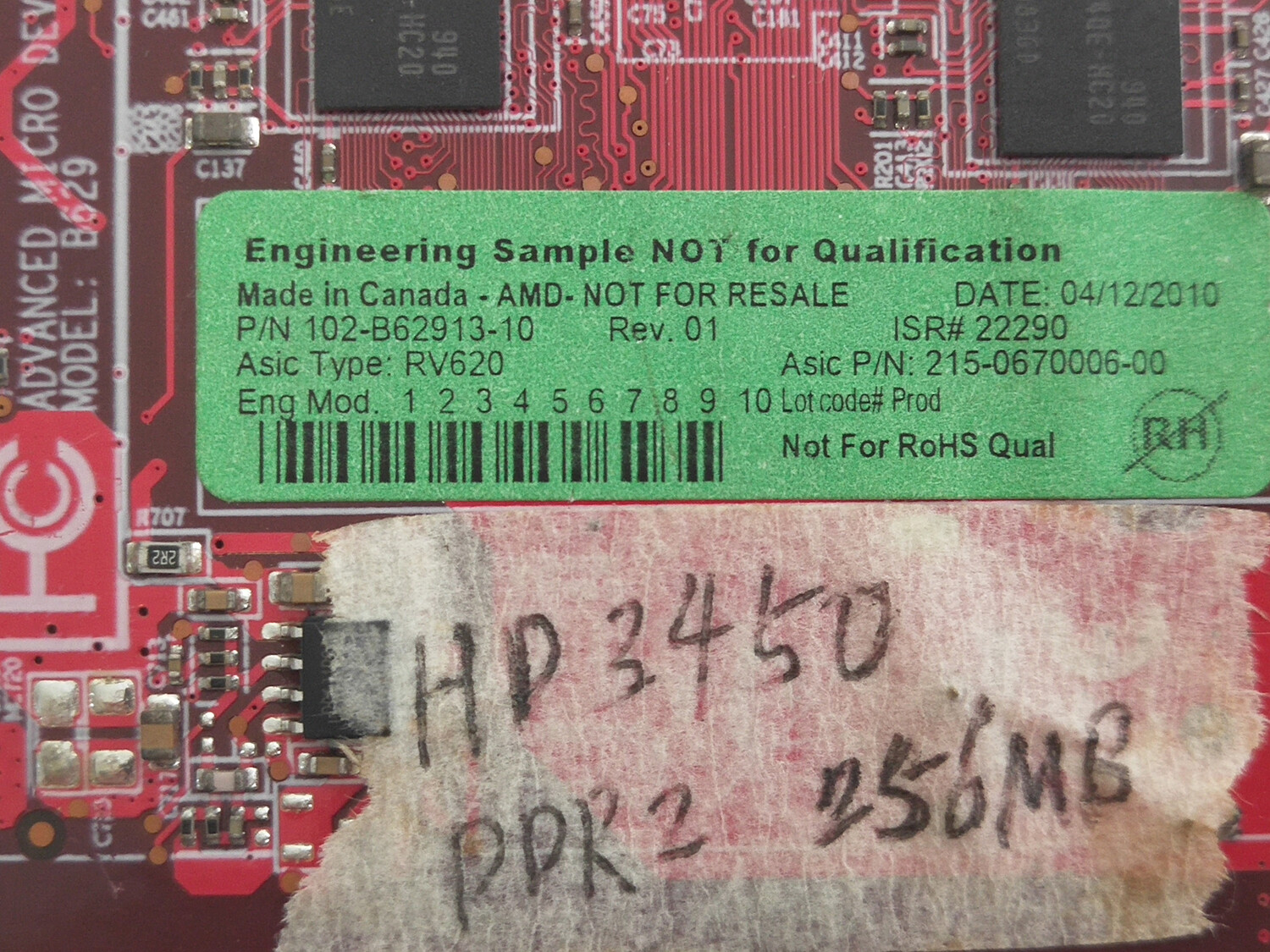 Video Graphic Card For RESALE 102-B62913-10 215-0670006-00 RV620 109 ...