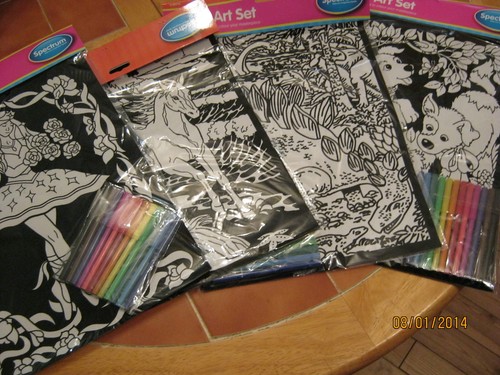 Velvet Colouring Flocked Picture Art Set with 12 Felt Tip Pens | eBay