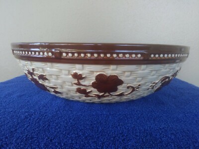 Temptations by Tara Chocolate Floral Lace Basket Weave Large Bowl 6 ...