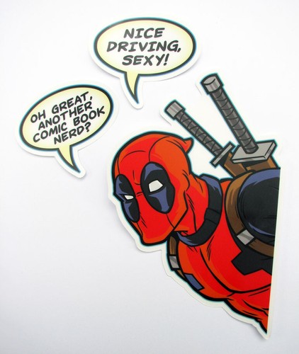 Peeking Deadpool Clear Vinyl Sticker 80s Marvel Truck Car Laptop X-Men ...