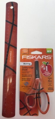 Fiskars 134162-1001 Basketball MVP 5" Non-Stick Blunt-Tip Kids Scissors ...