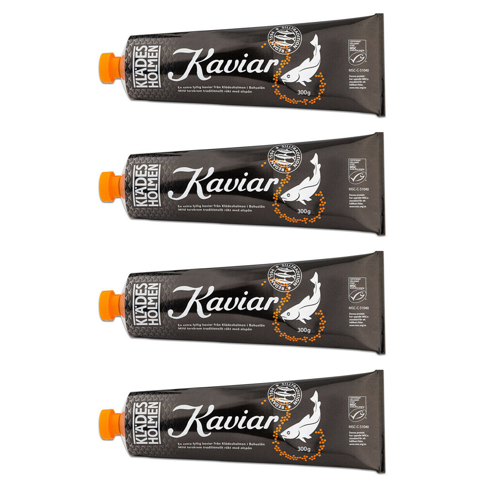 Klädesholmen Kaviar Cod Roe Caviar 4x300 gram Tubes Made in Sweden | eBay