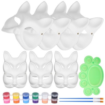 1 Set Diy Masks Unpainted Paper Masks Fox Masks Masquerade Masks Animal ...