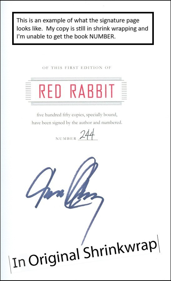 LIMITED ED. Red Rabbit by Tom Clancy (2002, Hardcover)- SIGNED, Mint ...