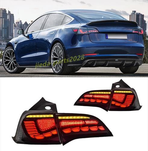For Tesla Model 3 2017-22 Smoked LED Rear Lamps Taillights Dynamic ...