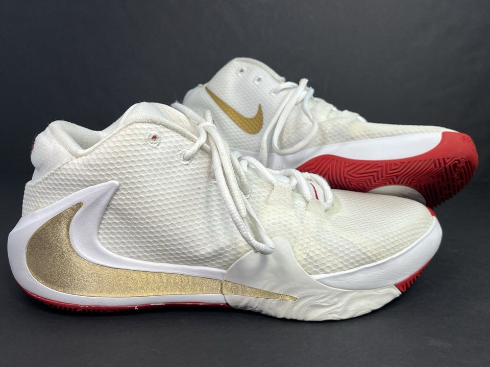 Nike Zoom Freak 1 Roses 2019 Giannis White/Metallic Gold Men’s Size 8.5 ...