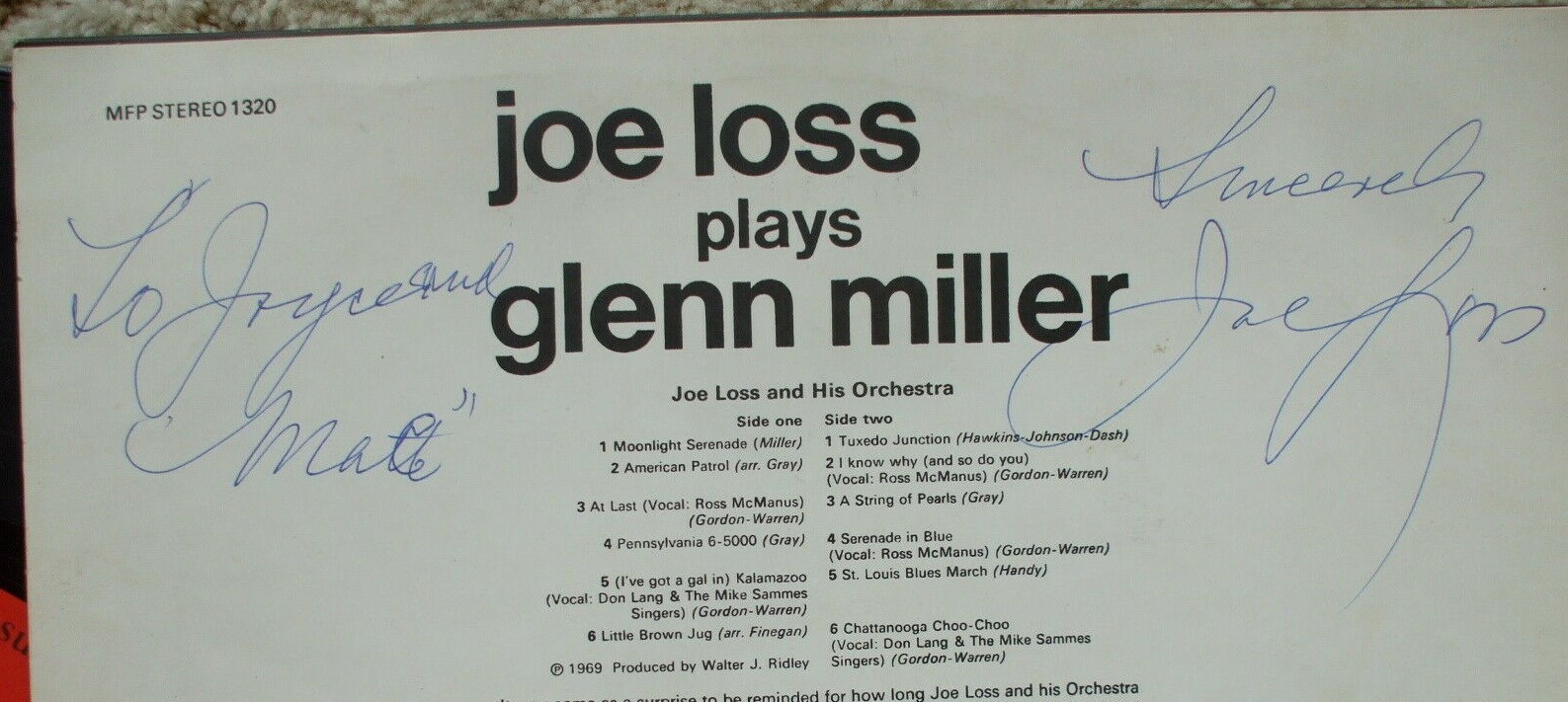 Joe Loss Plays Glenn Miller - Autographed LP Vocals Ross Mcmanus ...
