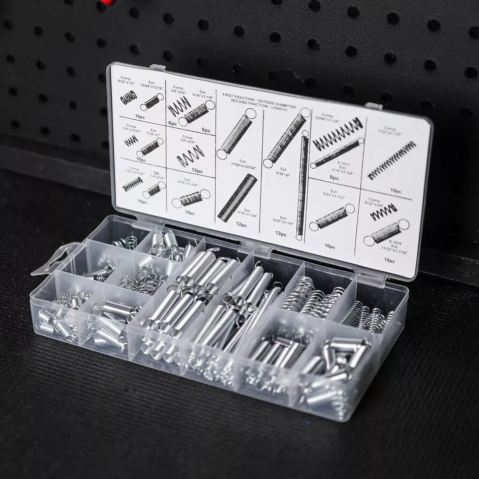 200Pcs Spring Assortment Set, Compression & Extension Metal Tension ...