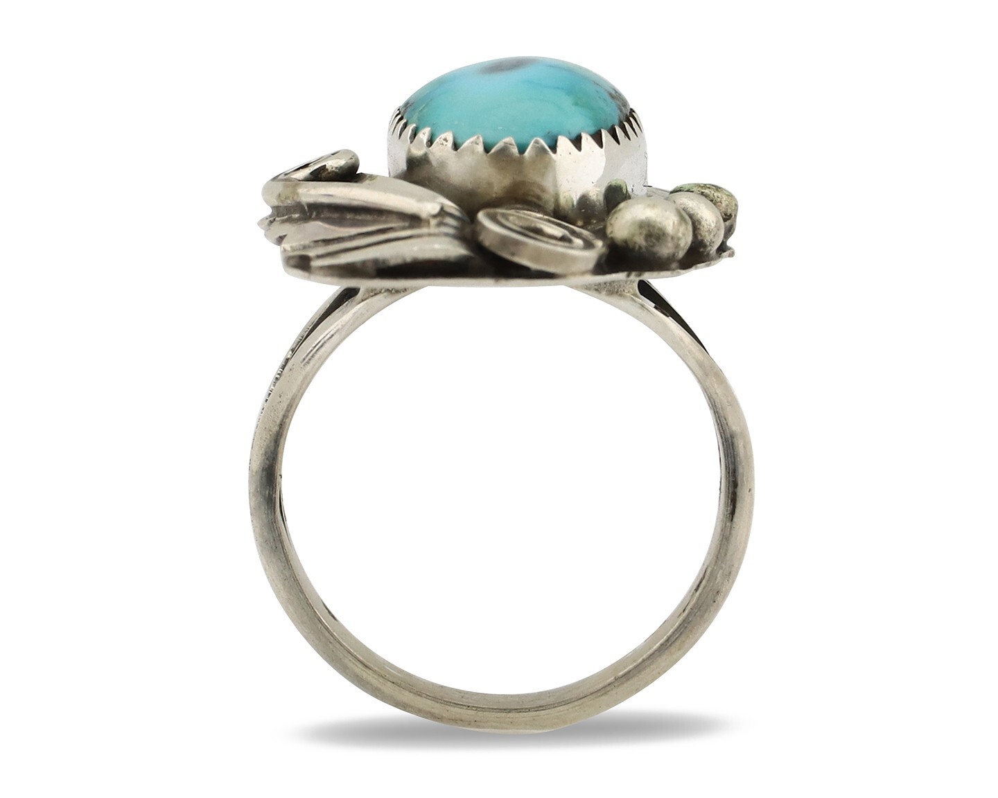 Navajo Ring 925 Silver Sleeping Beauty Turquoise Signed Justin Morris C ...