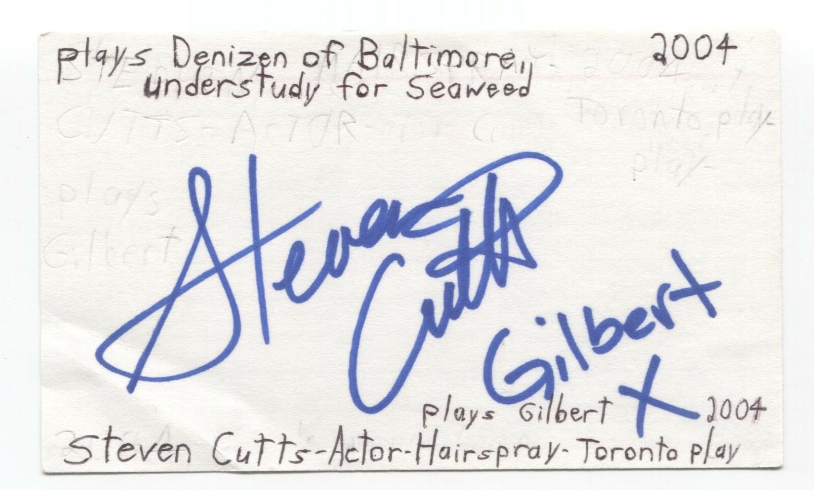 Steven Cutts Signed 3×5 Index Card Autographed Signature Actor Camp ...