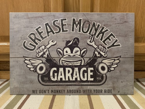 Grease Monkey Garage Wooden Sign Oil Gas Parts Tools Vintage Style Wall Decor | eBay