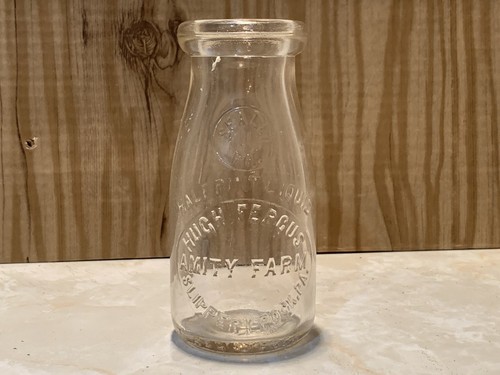 Hugh Fergus Amity Farm Slippery Rock Pa Half Pint Round Embossed Milk ...