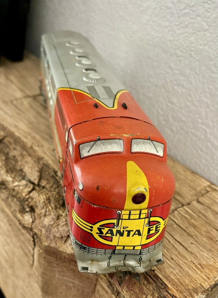 VTG MARX O Gauge Santa Fe Train Locomotive Diesel #21 Tin Toy 12”Dummy ...