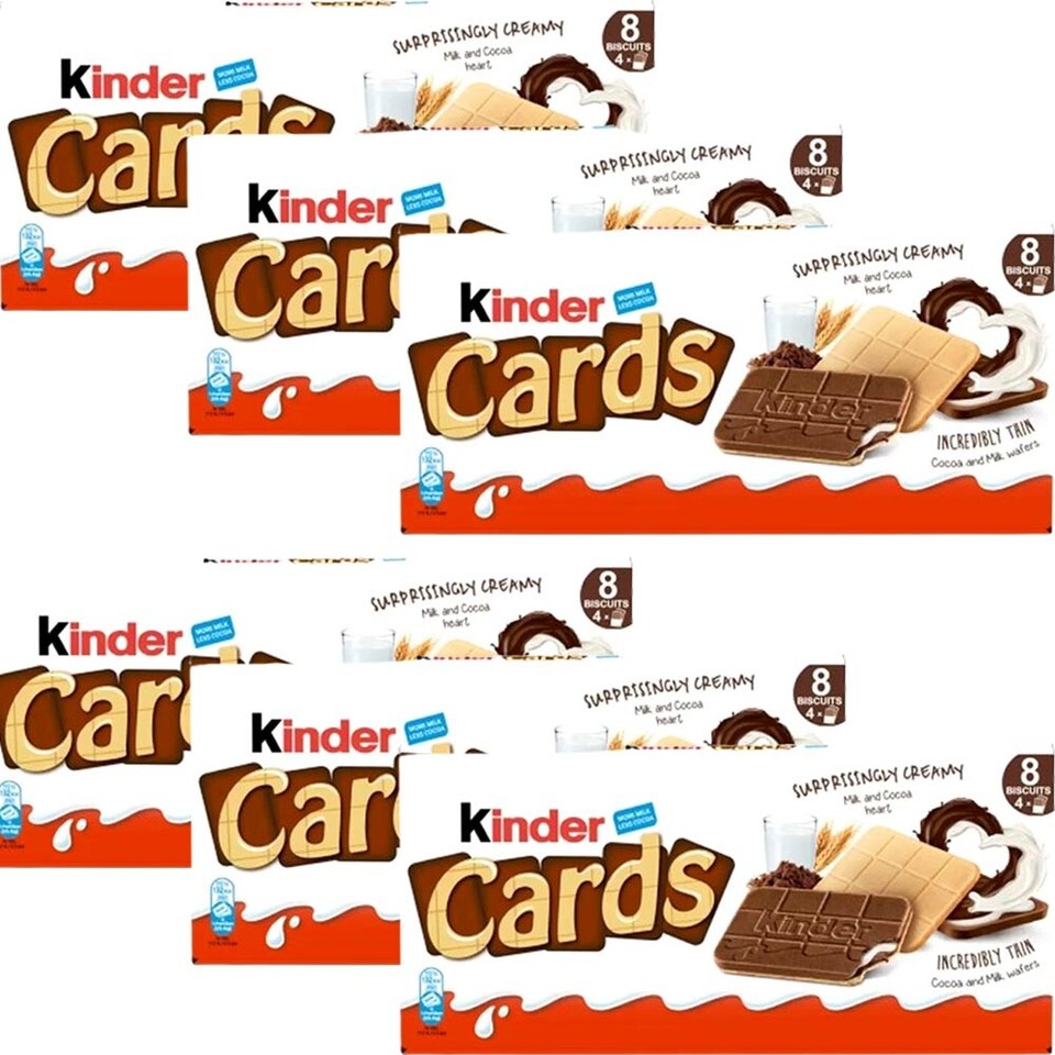 Kinder Cards Cocoa & Milk Wafers 4 Pack 129g(4 , 8 & Full Box) | eBay