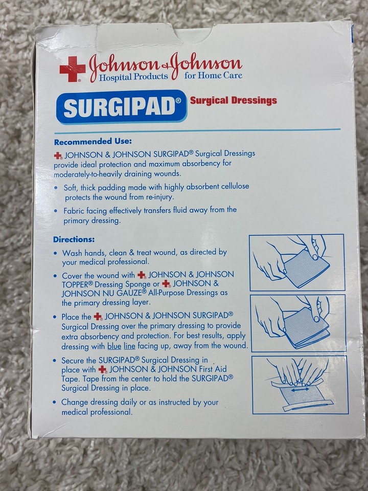 JOHNSON & JOHNSON Extra Large SURGIPAD Surgical Dressings Sterile 5" x ...