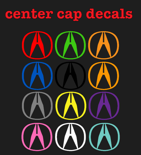 x6 CENTER CAP DECALS FOR ACURA INTEGRA TSX RSX NSX ILX MDX TYPE R TYPE ...
