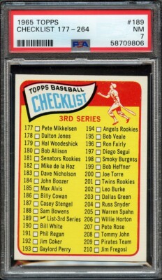 1965 TOPPS 189 CHECKLIST 177-264 PSA NM 7 | eBay