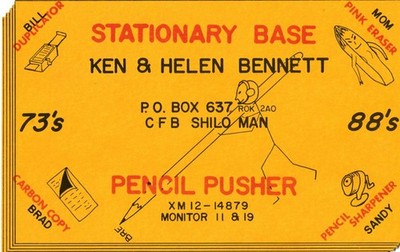 QSL Radio Card Canadian Forces Base Shllo Manitoba Canada Ken & Helen ...