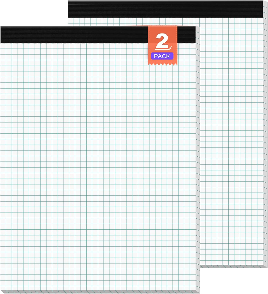 Graph Paper, Grid Paper 8.5 X 11 Graph Paper Pad, [2 Pack] Quad Ruled ...