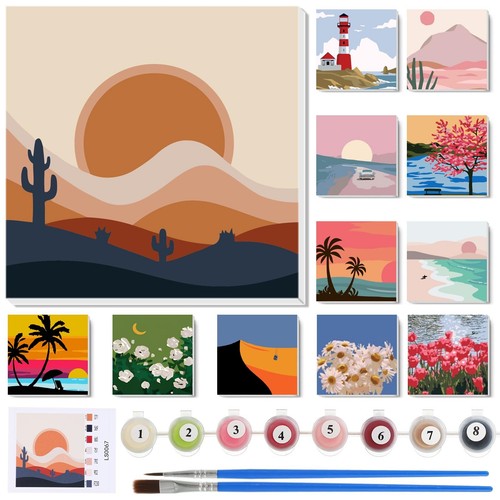 12 Sets Paint by Numbers Kit with Frame for Adult Beginners, Paint by ...