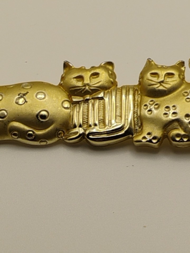 Vintage Three Cats Bar Pin Brooch Designer Signed AJC Gold Tone | eBay