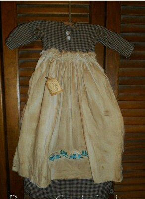 Primitive Dress with Apron BLACK CHECK, VINTAGE CAMPER, Country, Grungy ...