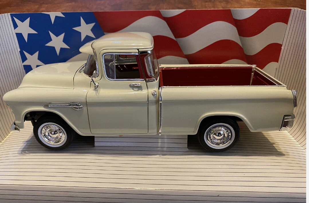 Ertl 55 Chevy 3100 Cameo Die Cast Truck White 1:18 Scale American ...