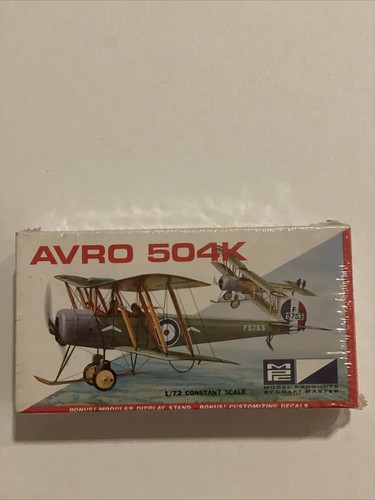 MPC Avro 504K 1:72 Plastic Model Kit #5005-50 Complete 1970 Vintage New ...