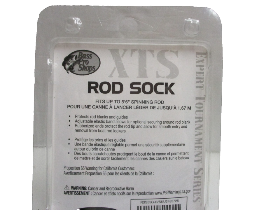 Bass Pro Shop XTS Rod Sock Expert Tournament Series Grey 5'-6" | eBay
