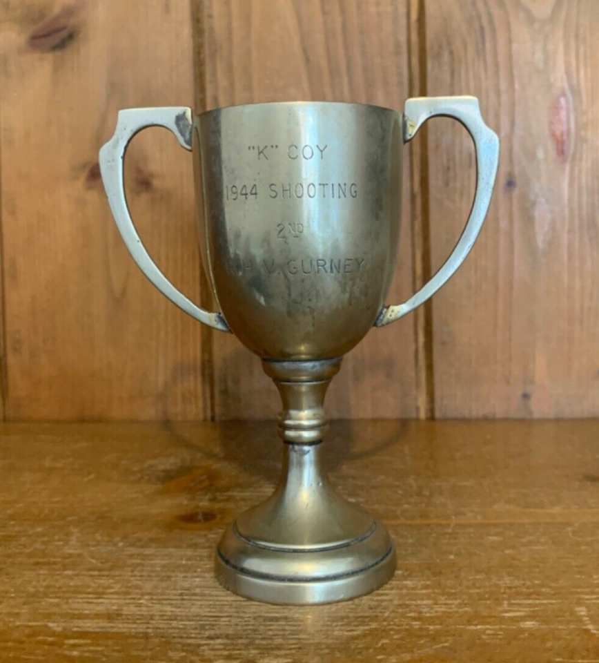 1944 “K” Coy Shooting vintage silver plate trophy, loving cup, trophies ...