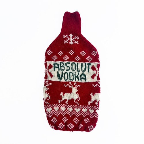 ABSOLUT VODKA Cynthia Rowley BOTTLE COZY Reindeer CHRISTMAS SWEATER ...