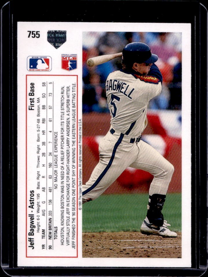 1991 Upper Deck Jeff Bagwell Rookie RC #755 Astros | eBay