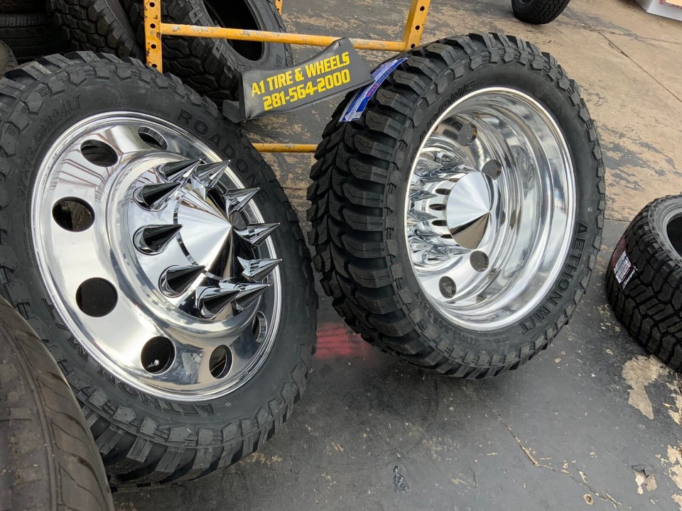 6 NEW 22"New Dually Wheels Classic Alcoa 10 Lug rims w/ Tires caps ...