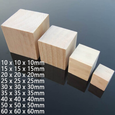 10mm - 60mm Wooden Craft Supplies Blocks Wood Cubes Hardwood Pine ...