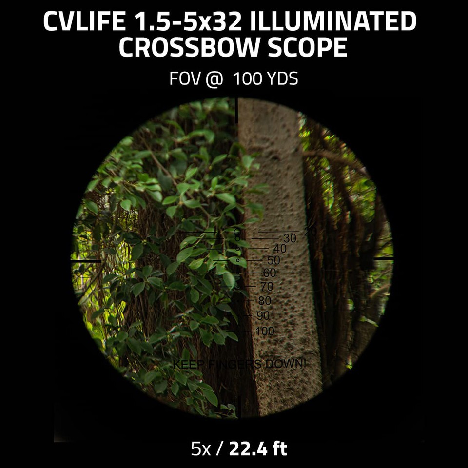 1.5-5x32 Crossbow Scope FPS Red Green Illuminated Ballistic Reticle ...