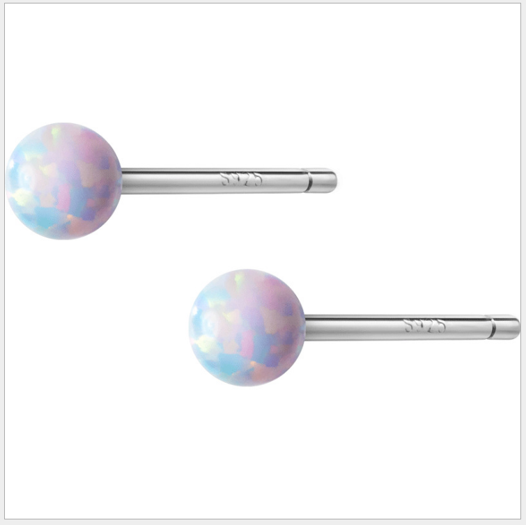 S925 Sterling Silver Tiny Round White Opal Solitaire Stud Post Earrings 3mm A36 | eBay