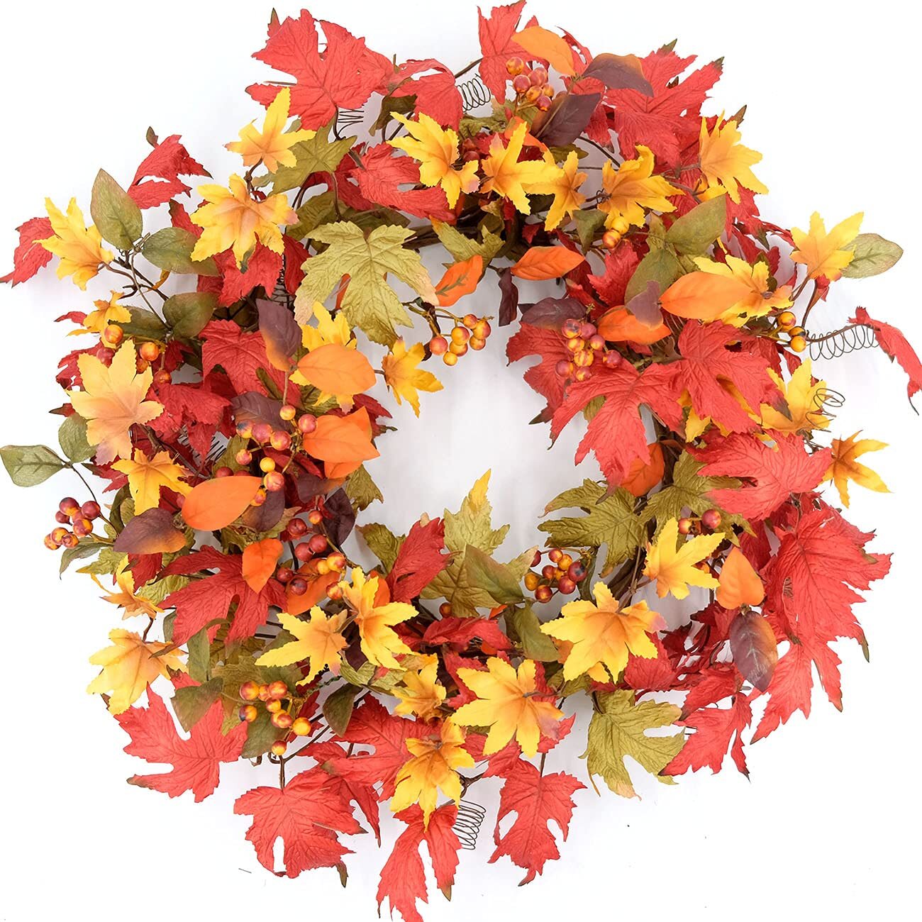 20 Inch Fall Wreath Autumn Wreath for Front Door - Maple Leaves Wreath ...