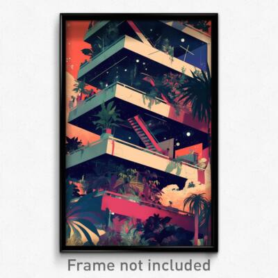 Art Poster - Uneven Hotel (Psychedelic Trippy Weird 11x17 Cartoon Print ...