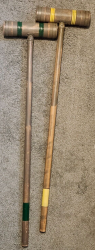 2 Rare Vintage Antique Wooden Croquet Mallets Extra Long 37" Tall | eBay