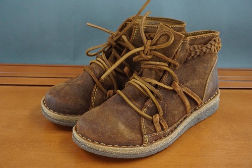 Born Temple Shoe Womens 7.5 Brown Distressed Leather Lace Up Weave ...