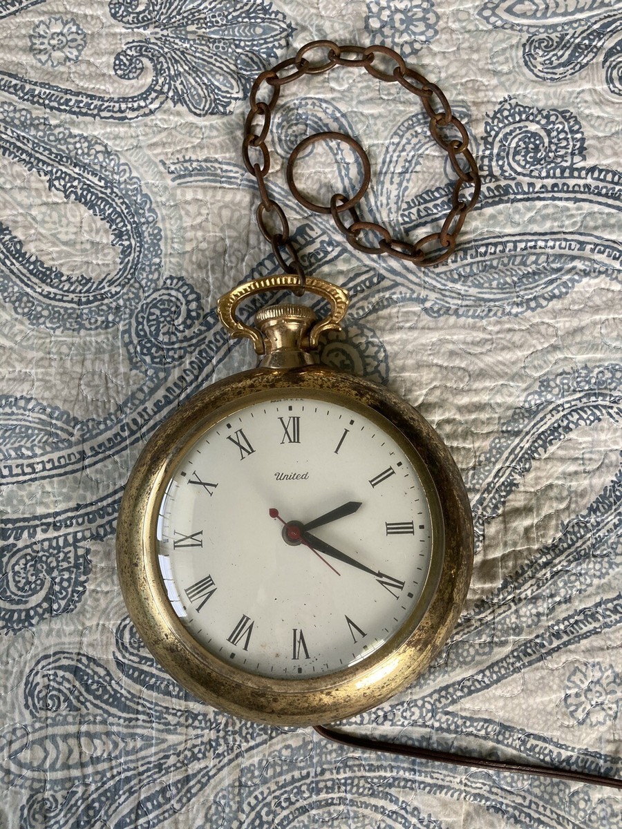 United Pocket Watch Wall Clock United Clock Corporation Vintage