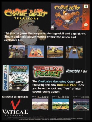 Top Gear Rocket/ Charlie Blasts 1999 Nintendo-print ad/mini-poster-Game ...