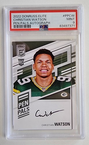 CHRISTIAN WATSON 2022 ELITE PEN PALS ON CARD AUTO ROOKIE RC PSA 9 ...