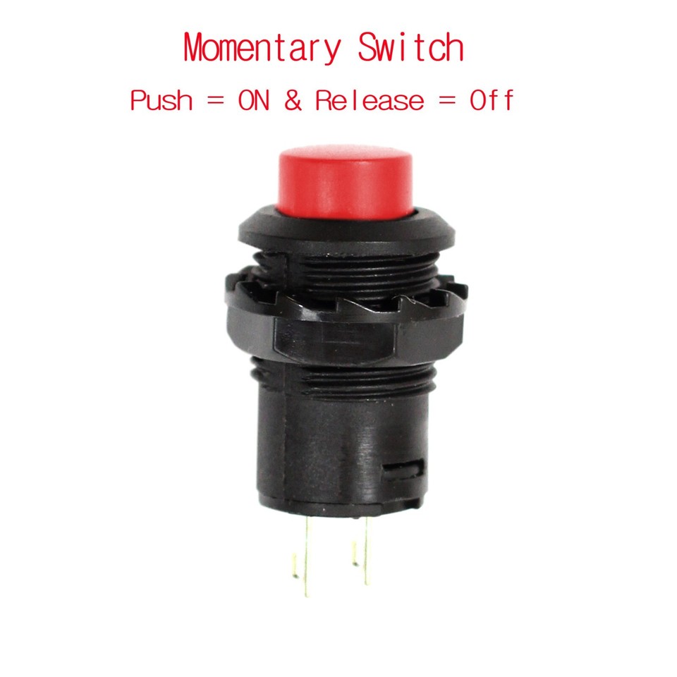 3 Pack SPST Normally On Off Open Momentary Push Button Switch Red | eBay