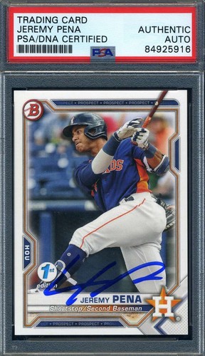 Jeremy Pena PSA DNA Signed 2021 Bowman First Edition Rookie Autograph ...