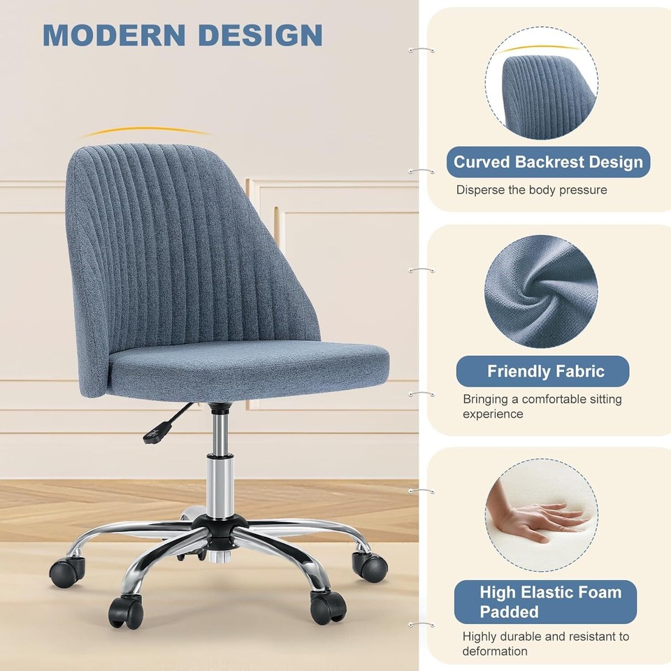 Office Desk Small Desk Chair with Wheels Cute Vanity Swivel Chair with ...