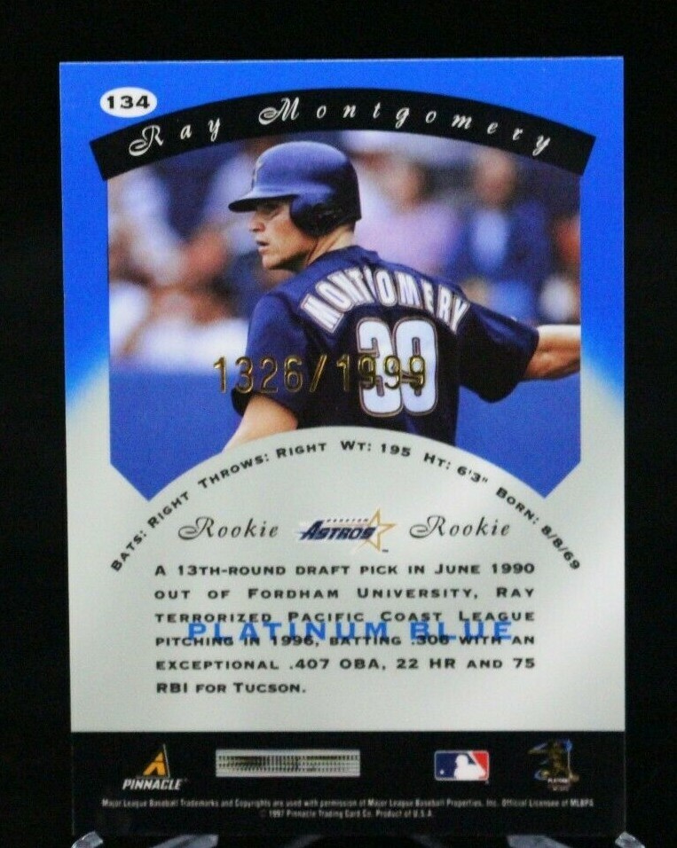 1997 Pinnacle Certified Ray Montgomery Astros Rookie #134 Platinum Blue ...