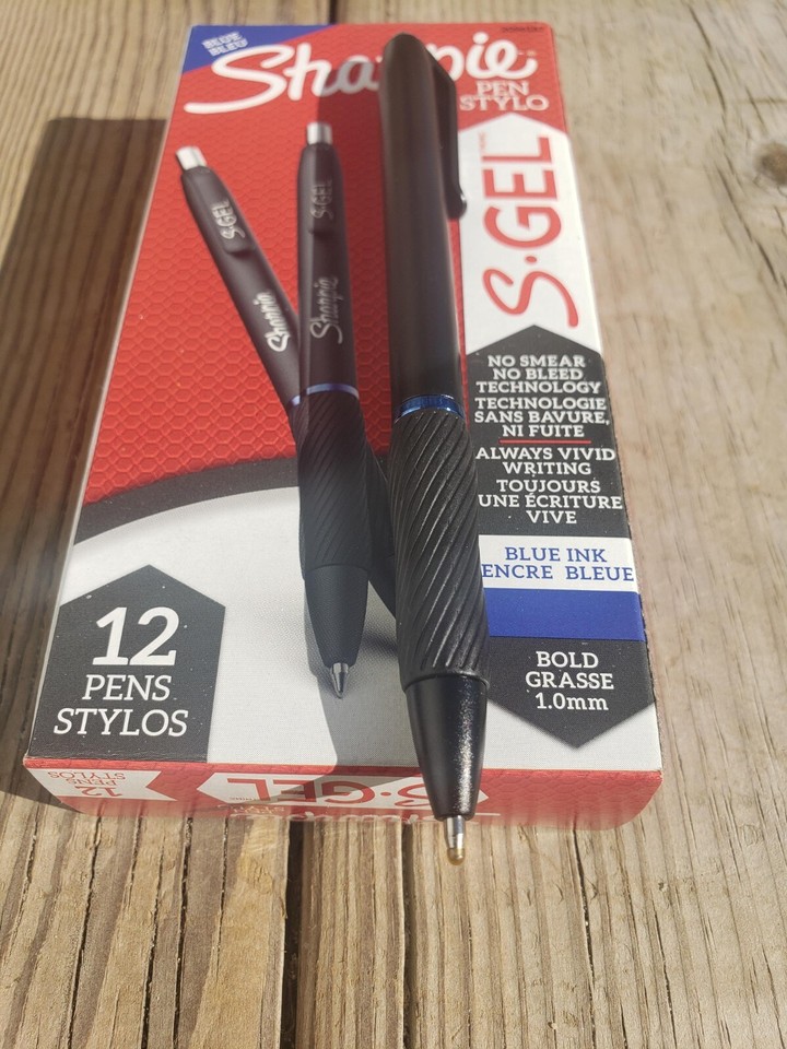 Sharpie S-Gel Gel Pens Bold Point 1.0mm Blue Ink Pen 12 Count Roller ...